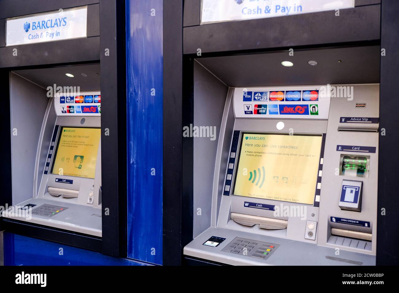 Easy Access Automated Barclays Bank Cash Point Machine, Close-up With ...