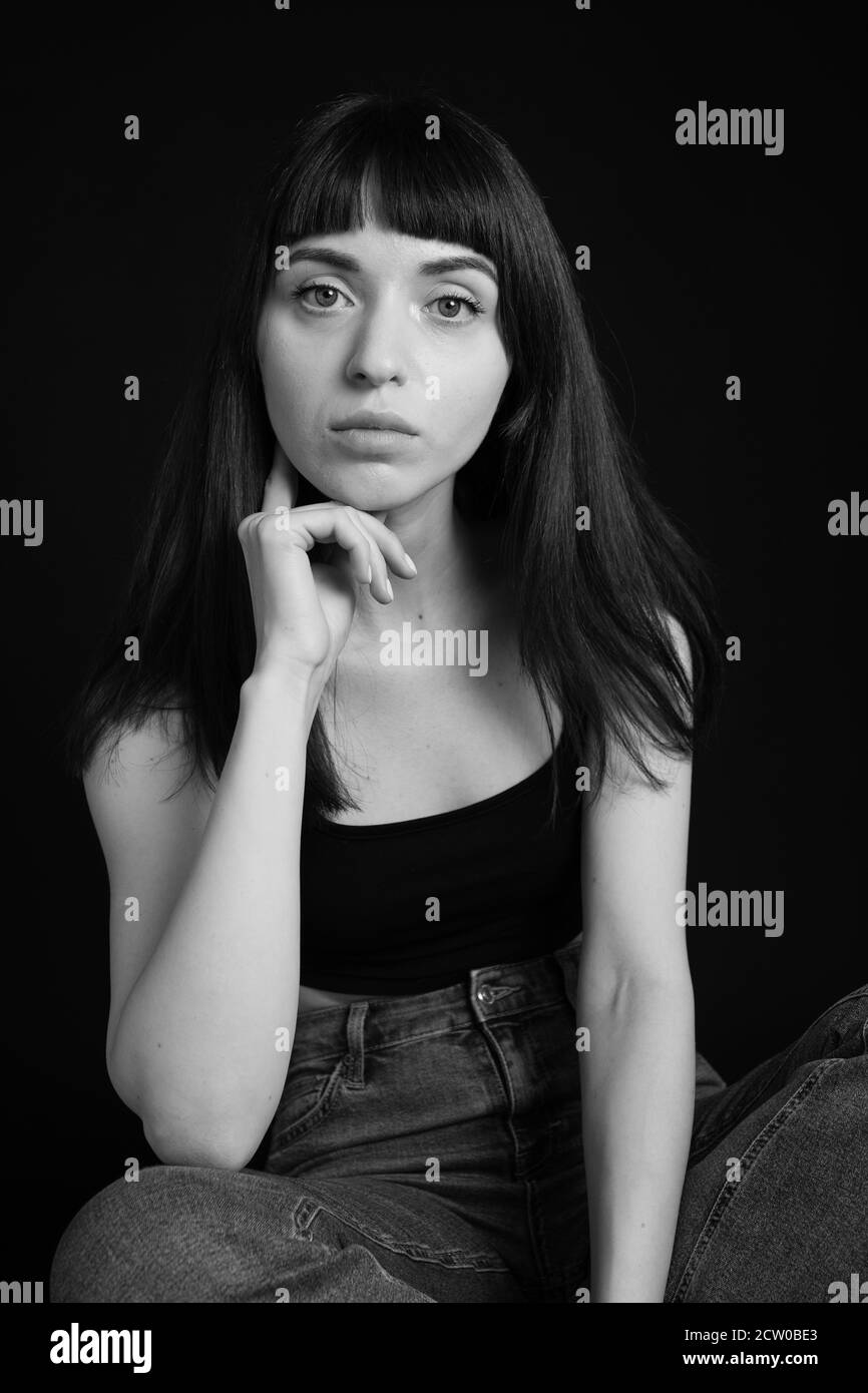 Girl model camera legs Black and White Stock Photos & Images - Alamy