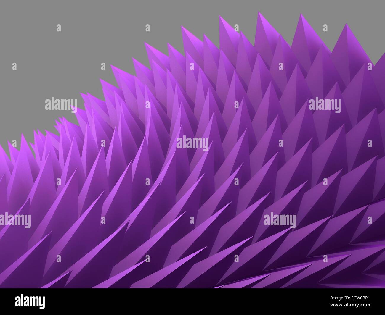 Abstract 3D rendering of free form wave with sharp pyramid shaped ...