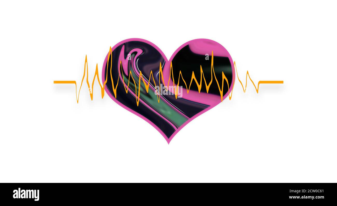 Multicolored heart with heart rate strip in the center, isolated on ...