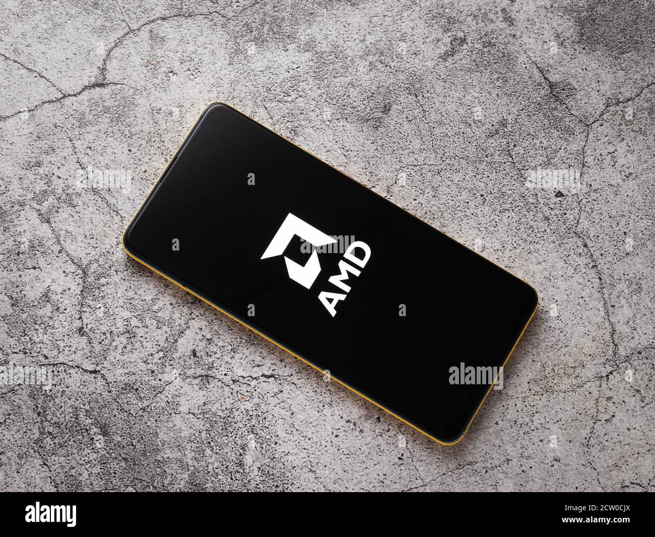 Assam, india - September 24, 2020 : AMD logo on phone screen stock ...