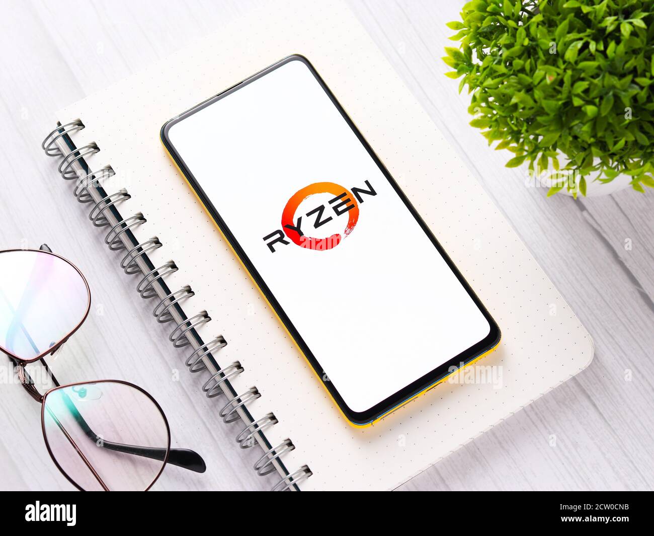 Assam, india - September 24, 2020 : Ryzen logo on phone screen stock ...