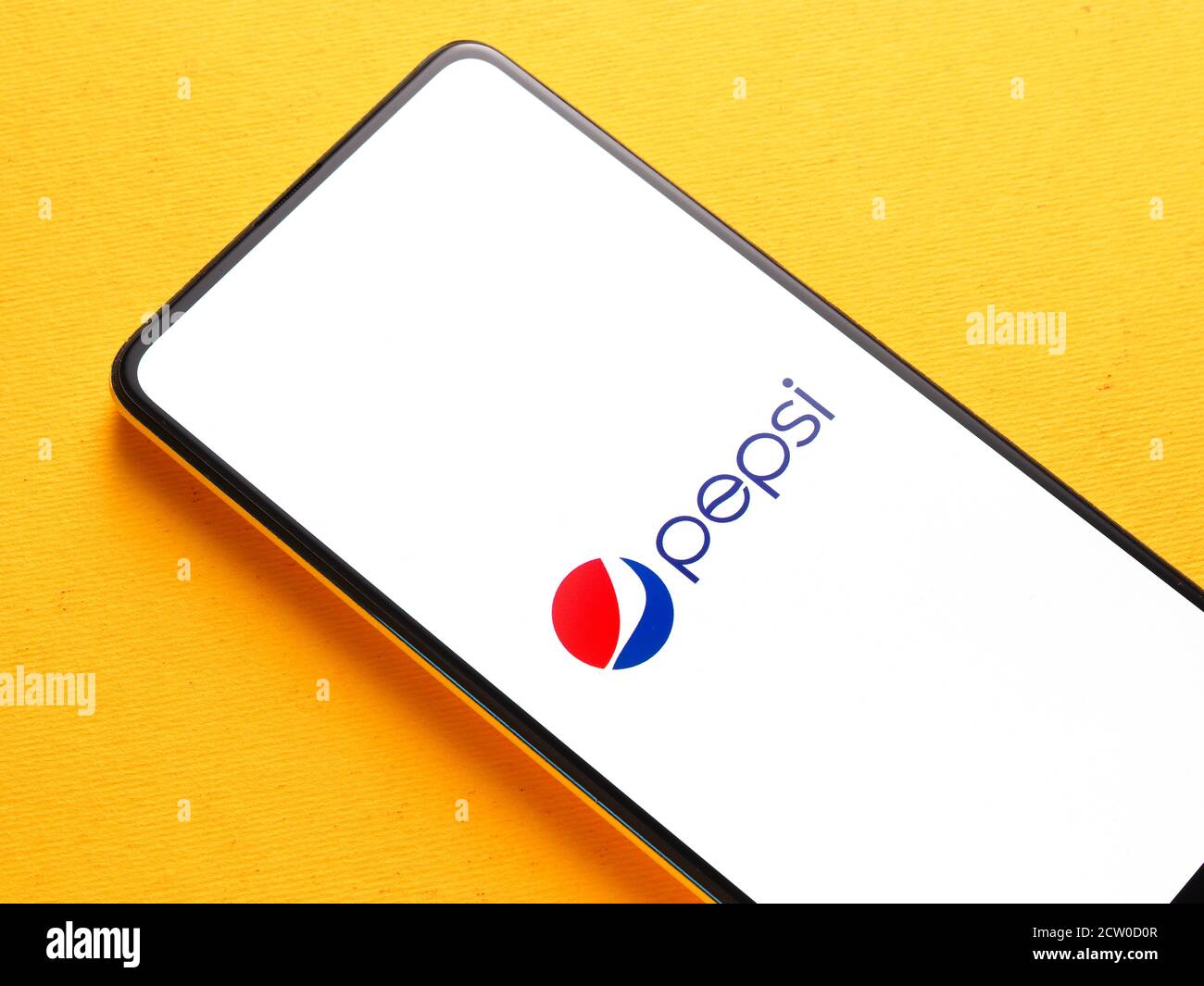 Assam, india - September 24, 2020 : Pepsi logo on phone screen stock ...
