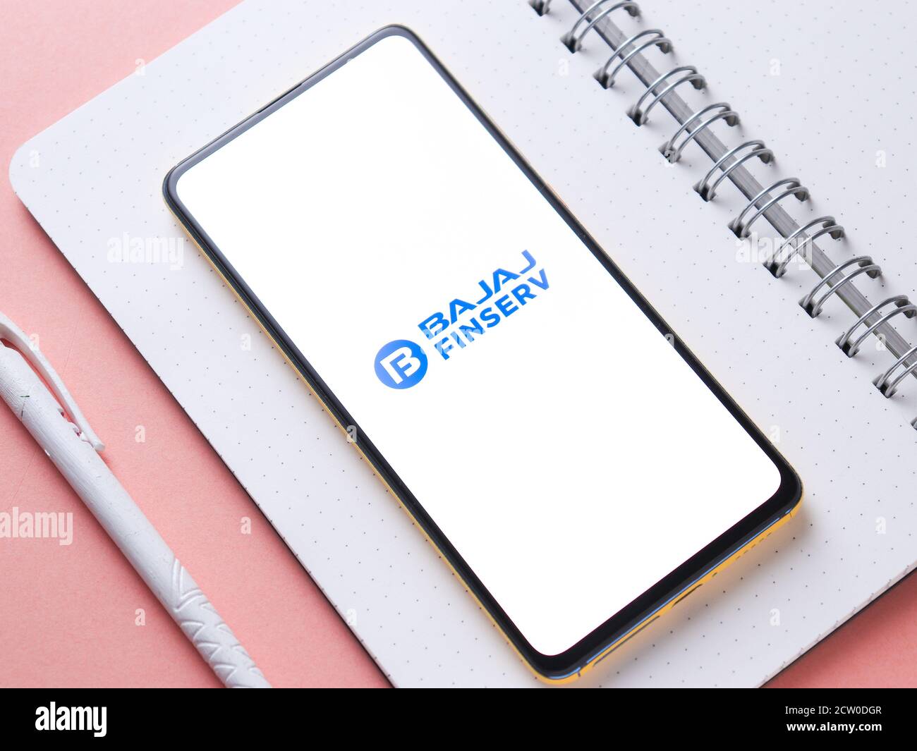 Assam, india - September 24, 2020 : Bajaj finserv logo on phone screen ...