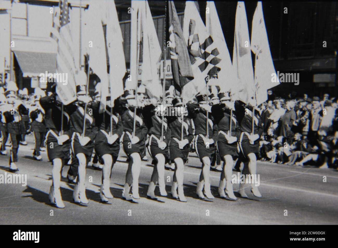 Fine 1970s vintage black and white photography of the flags section of ...