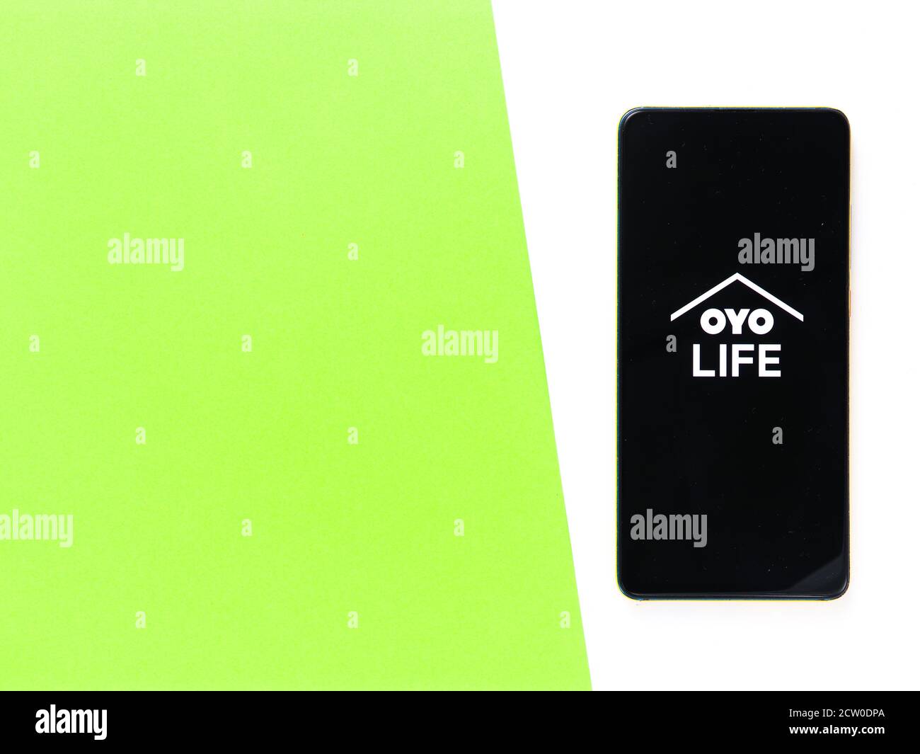 Assam, india - September 24, 2020 : OYO life logo on phone screen stock ...