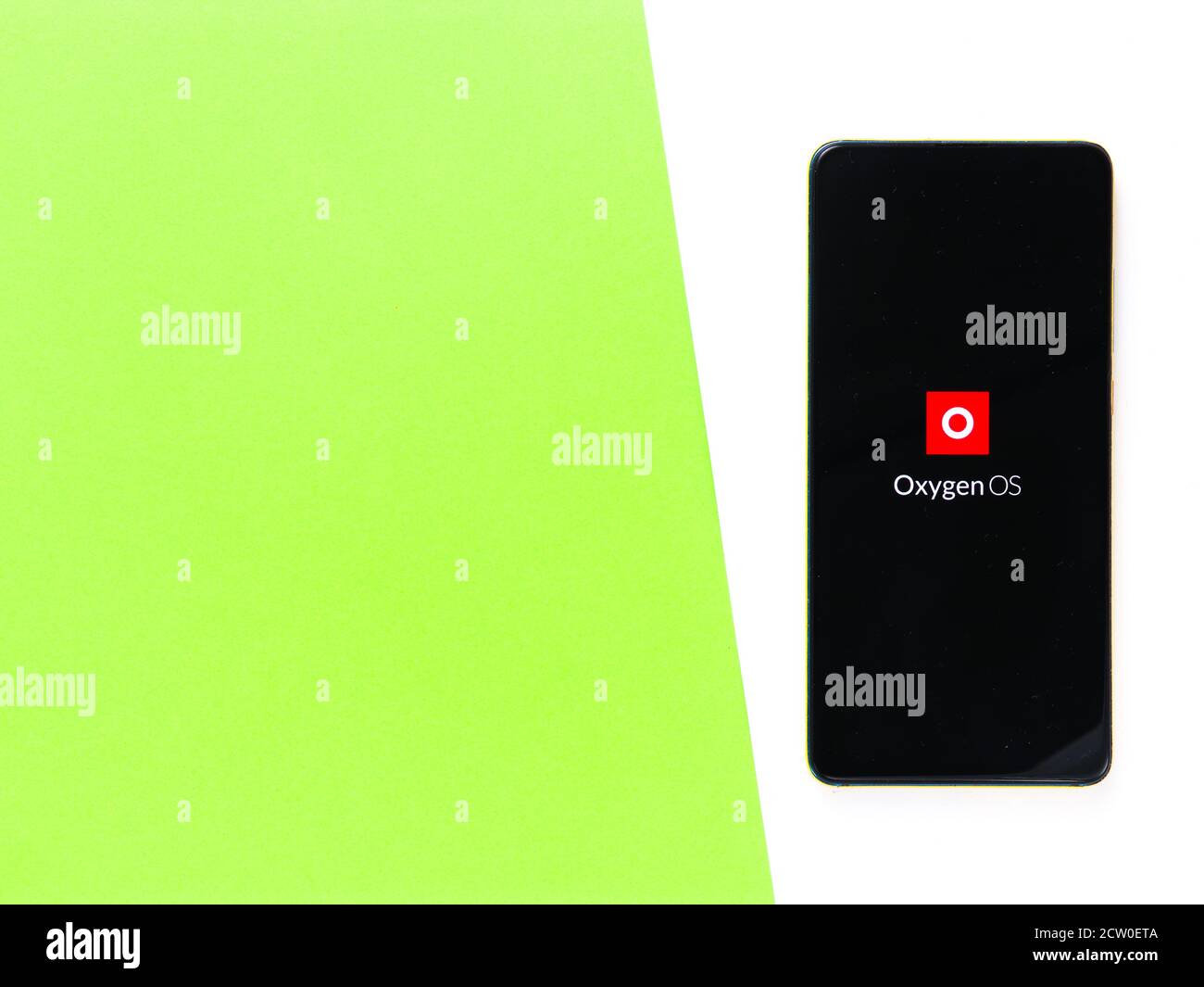 Assam, india - September 24, 2020 : Oxygen OS logo on phone screen ...