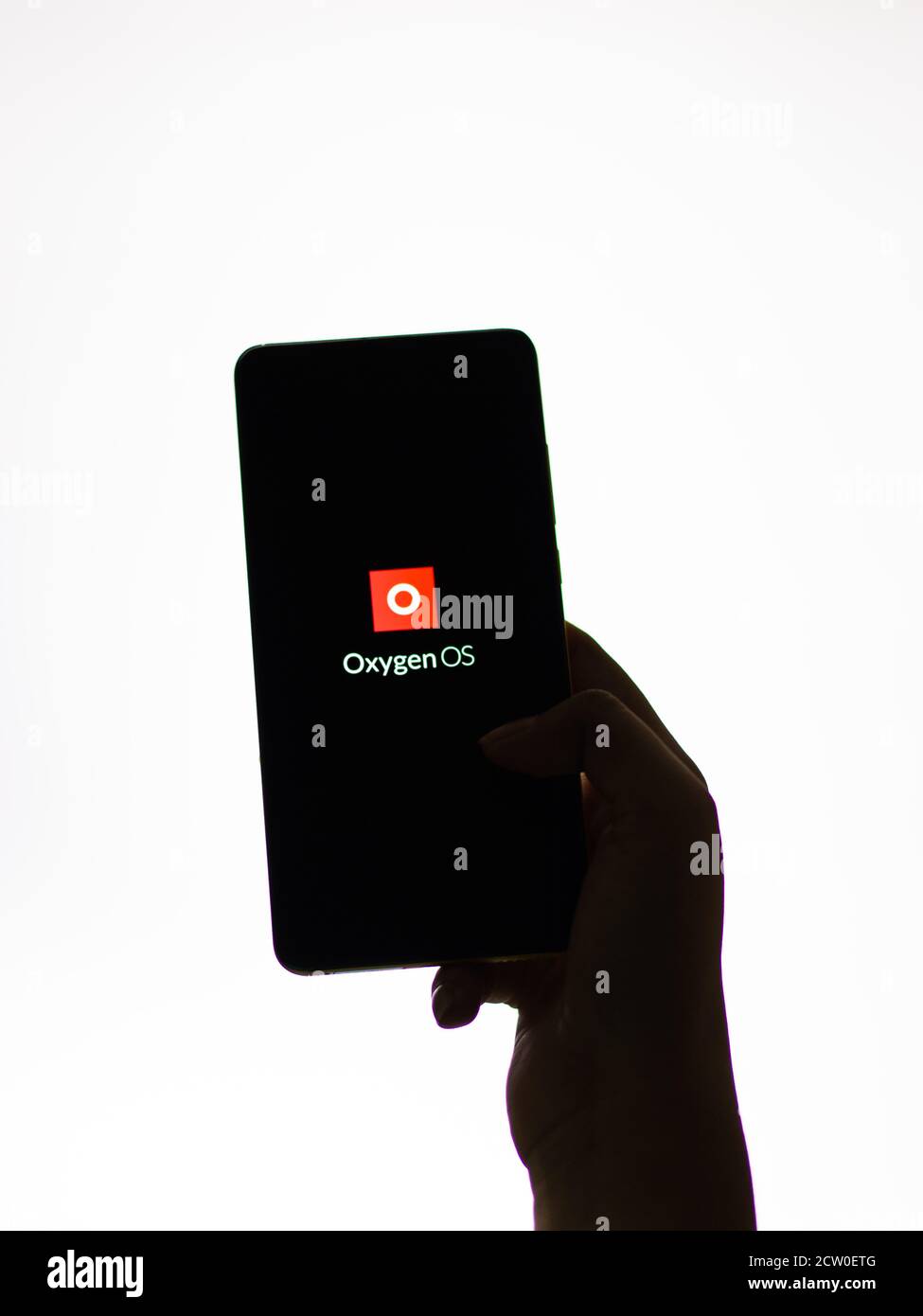 Assam, india - September 24, 2020 : Oxygen OS logo on phone screen ...