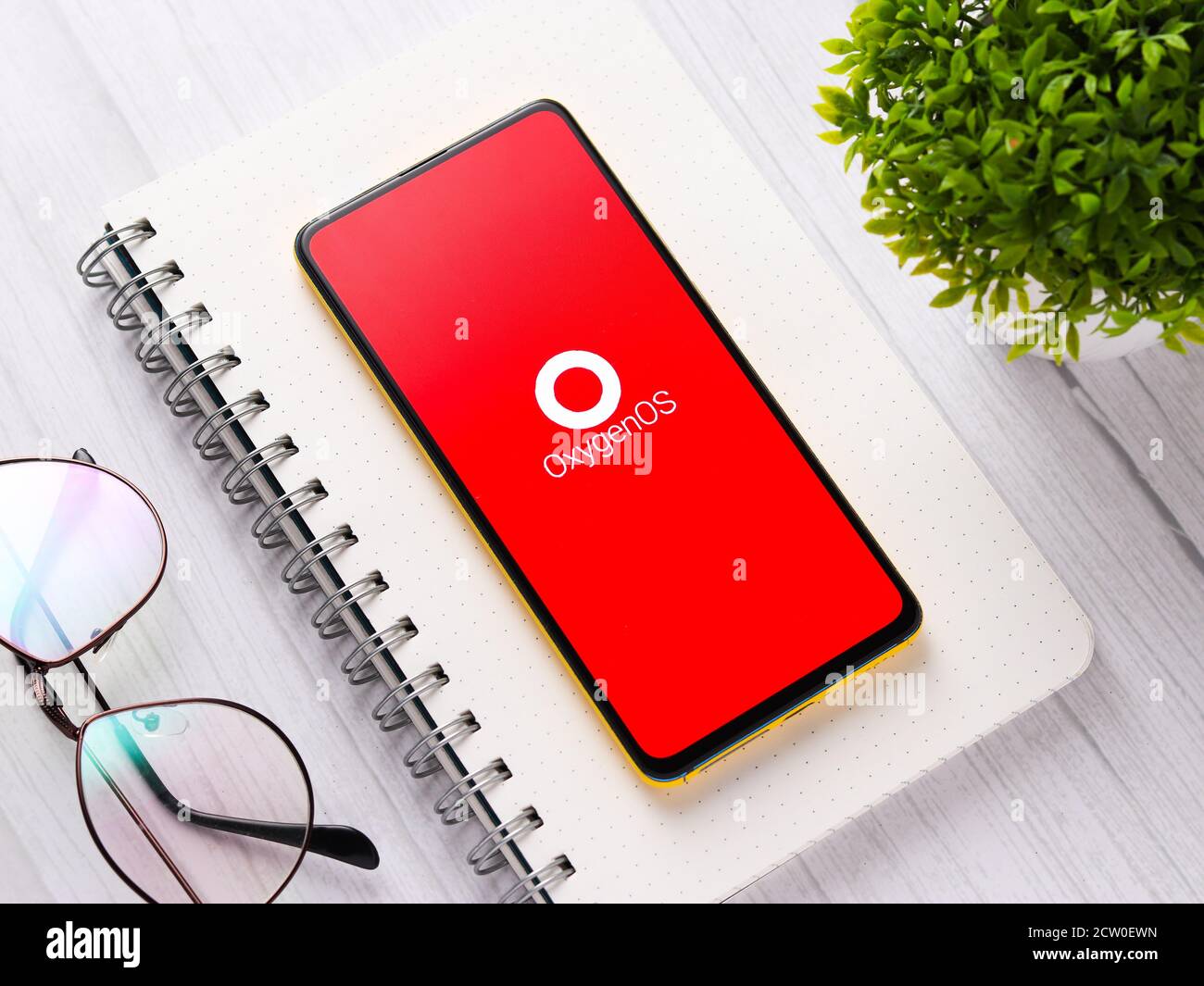 Assam, india - September 24, 2020 : Oxygen OS logo on phone screen ...