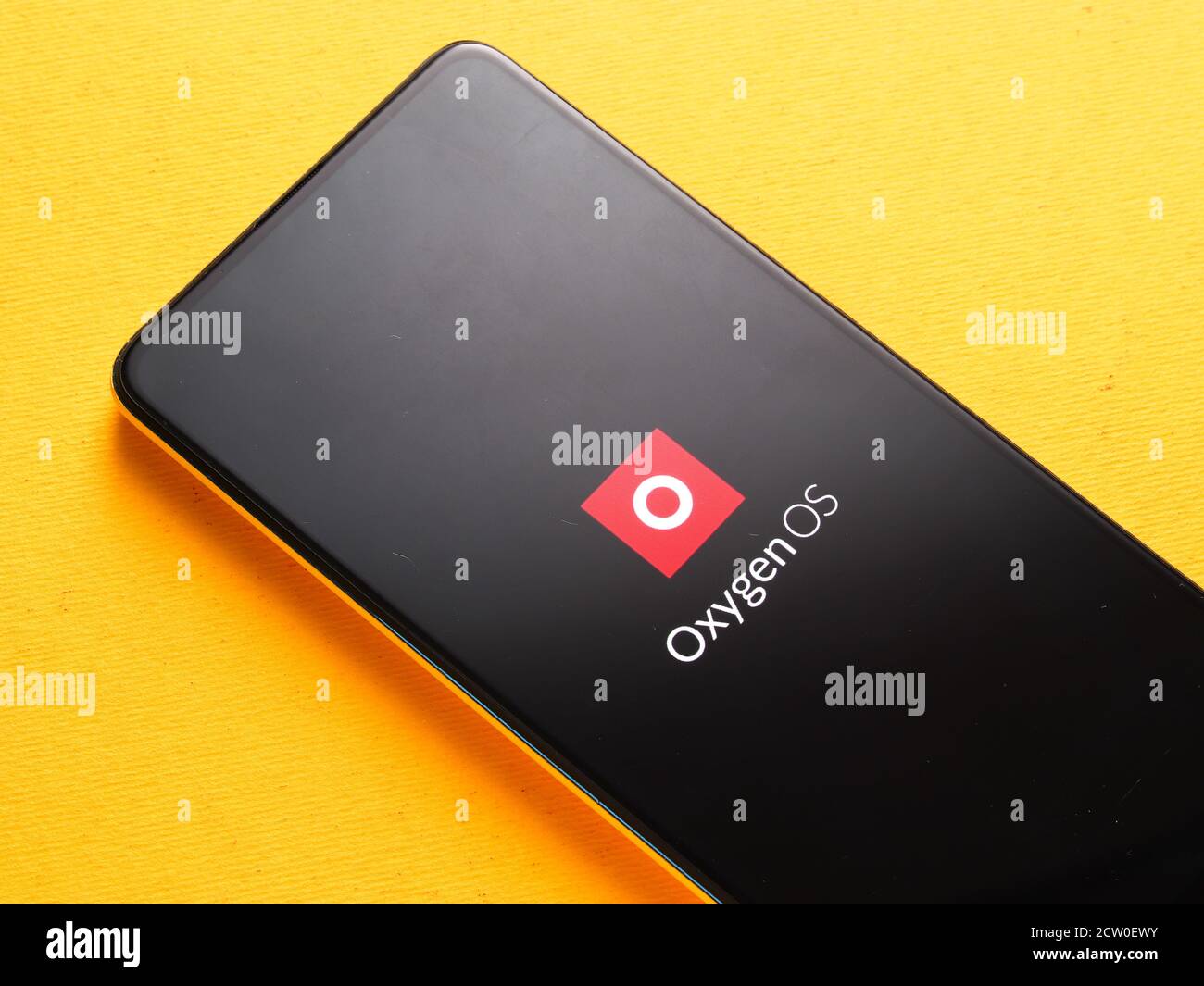 Assam, india - September 24, 2020 : Oxygen OS logo on phone screen ...