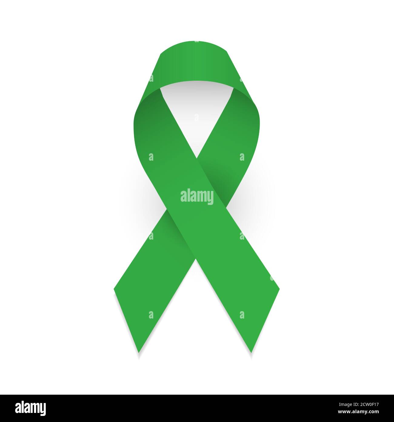 Green awareness ribbon. Symbol of celebral palsy and Mental health ...