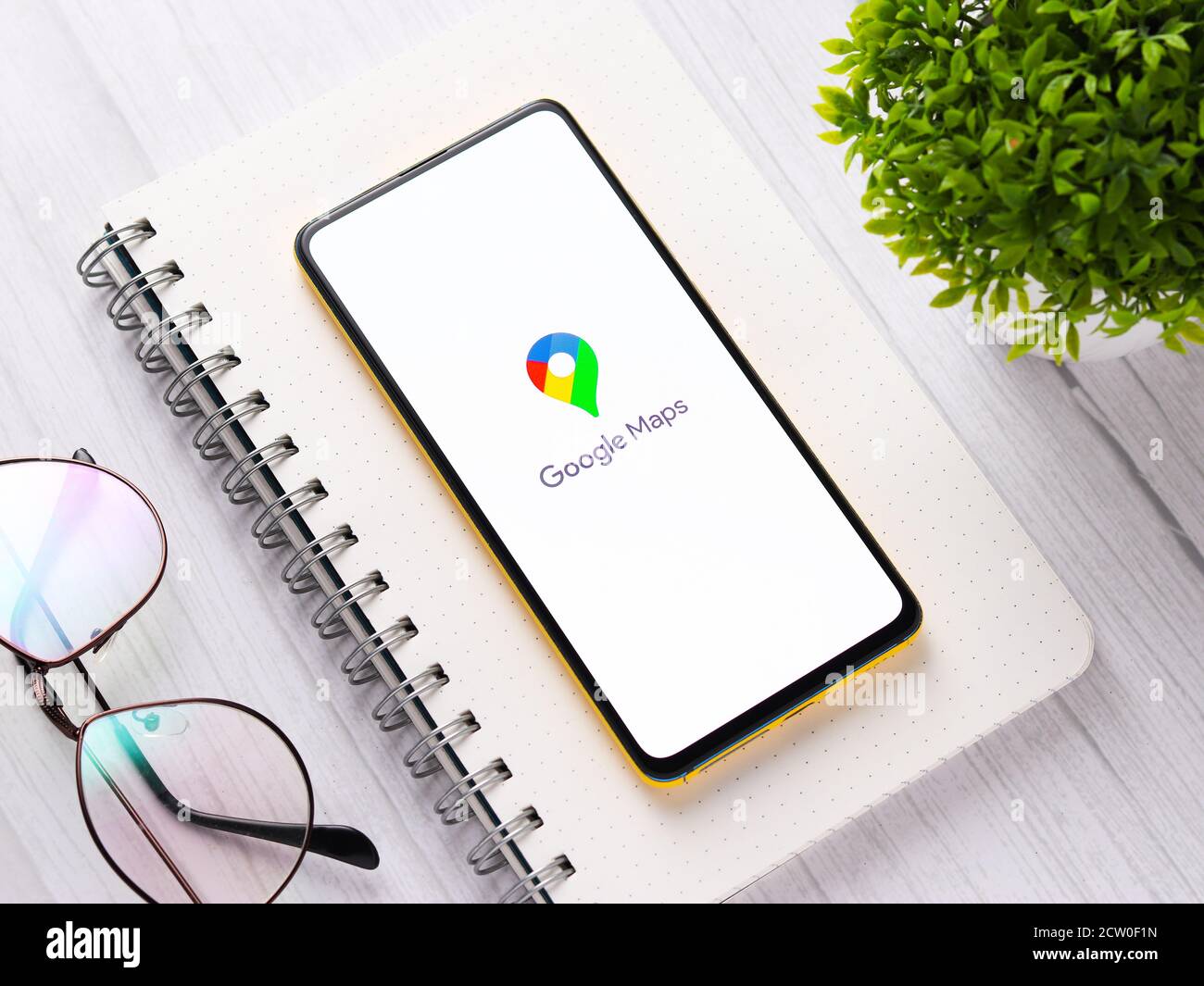 Assam, india - September 24, 2020 : Google Map new logo on phone screen ...