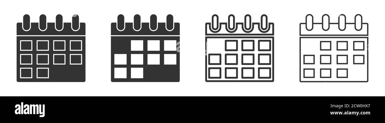 Calendar vector icons. Set of calendar symbols on white background ...