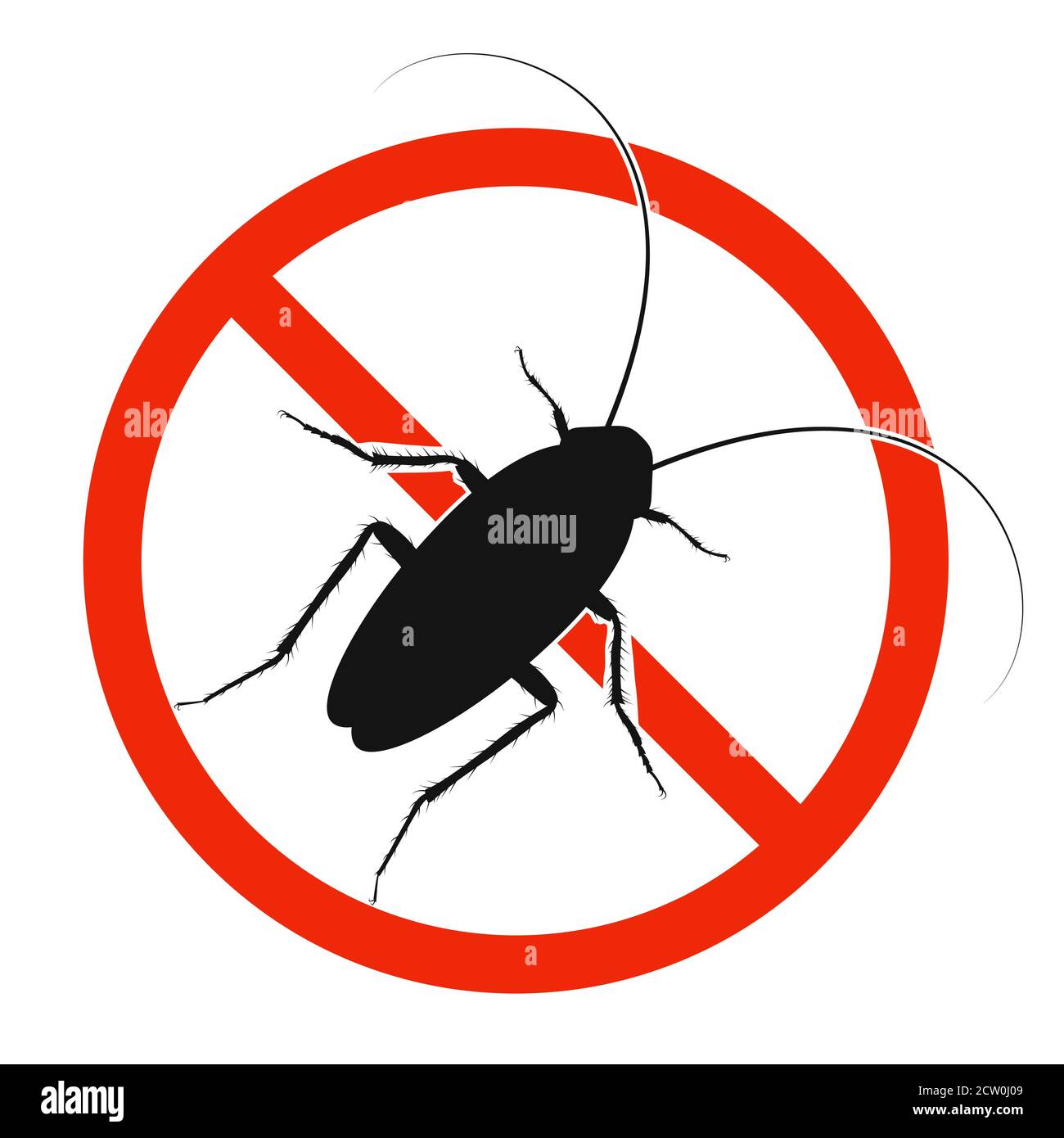 The cockroach with red ban sign. STOP cockroach sign isolated. Forbid ...