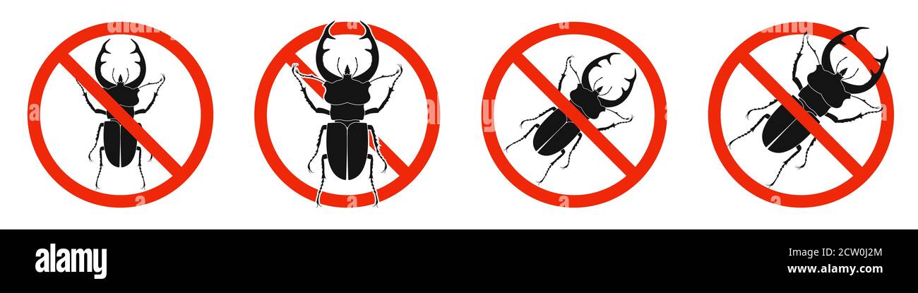 The stag beetle with red ban sign. STOP stag beetle beetle sign ...