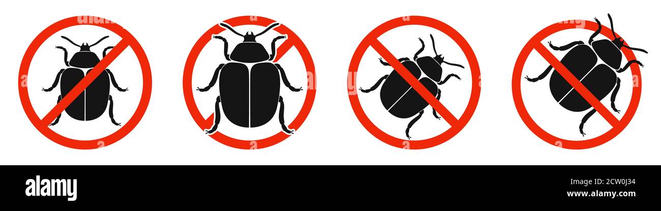 The colorado beetle with red ban sign. STOP colorado beetle sign ...