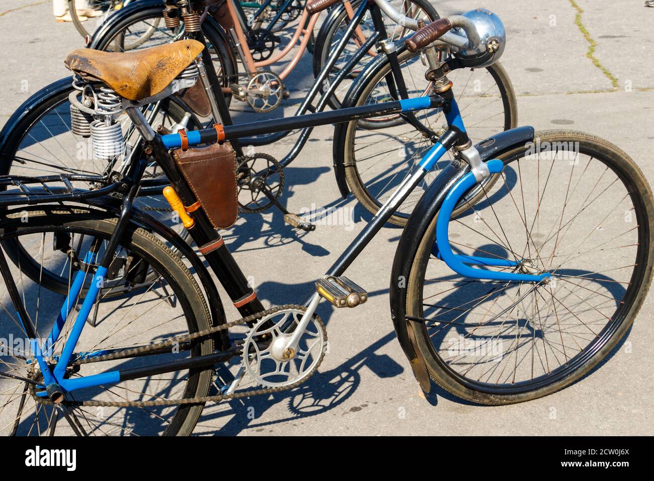 Old bicycles parked on hi-res stock photography and images - Alamy