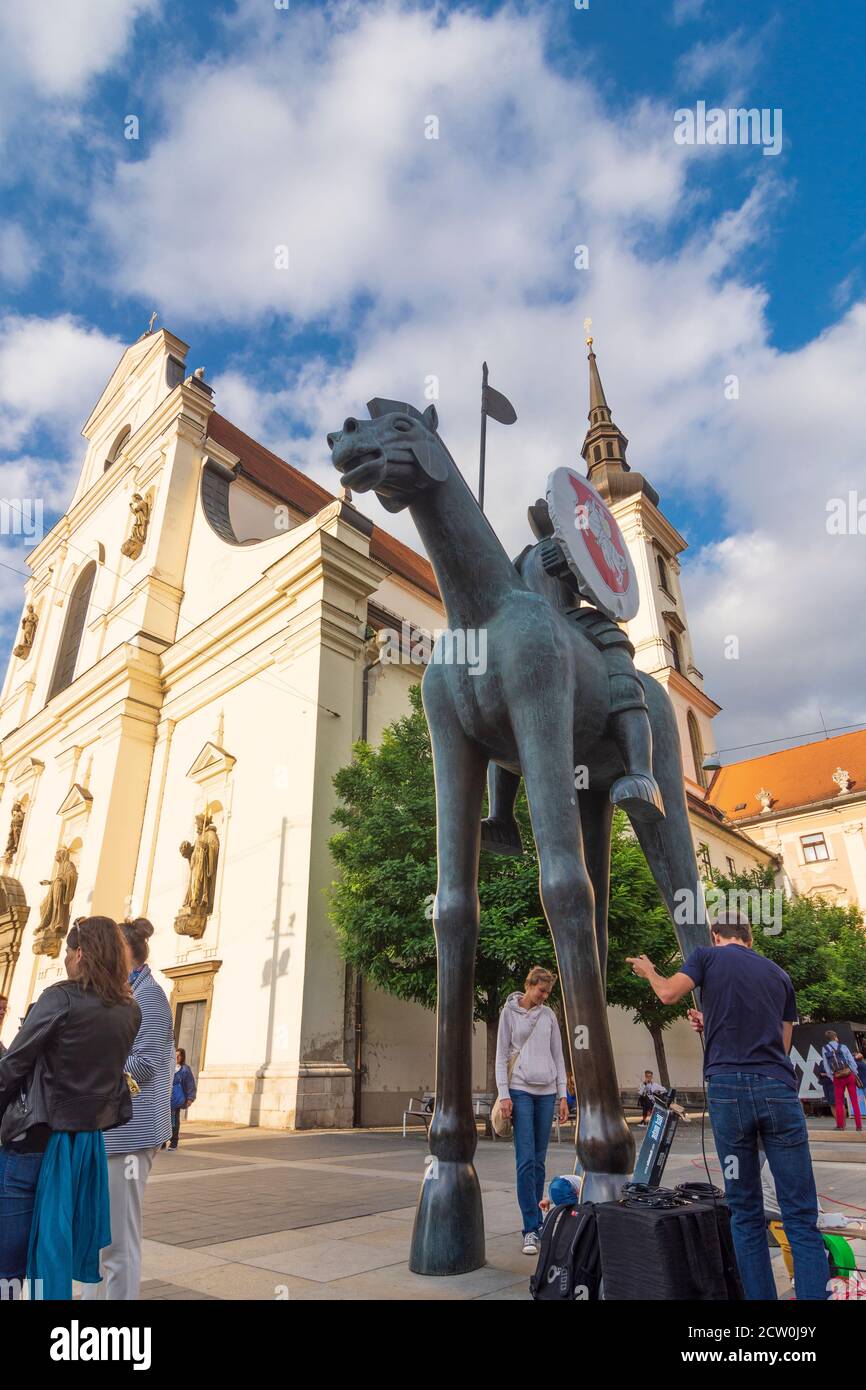 Brno (Brünn): equestrian statue "Courage", Moravian Square (Moravske ...