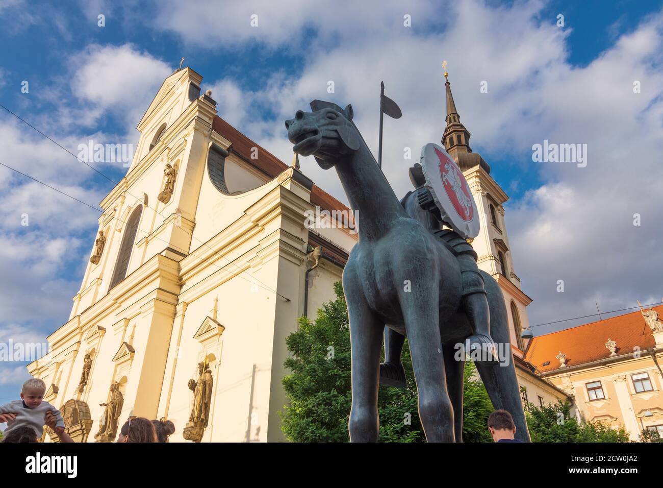 Brno (Brünn): equestrian statue "Courage", Moravian Square (Moravske ...