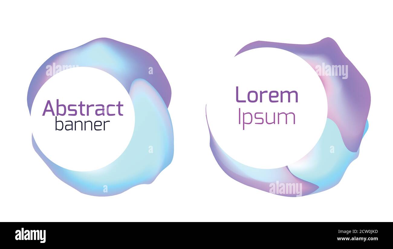 Set of abstract foil banners. Liquid iridescent banners. Objects ...