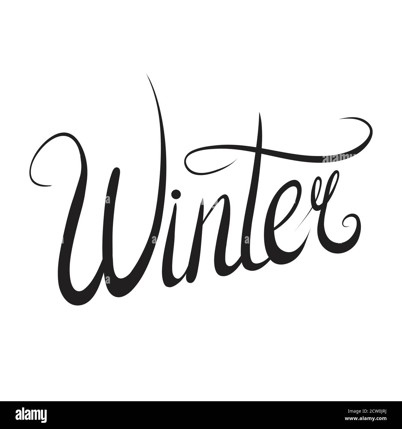 Handwritten lettering Winter. Black and white inscription separately ...