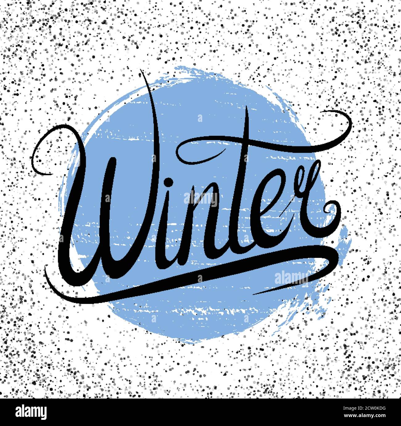 Lettering Winter written by hand with grunge circle and spotted ...