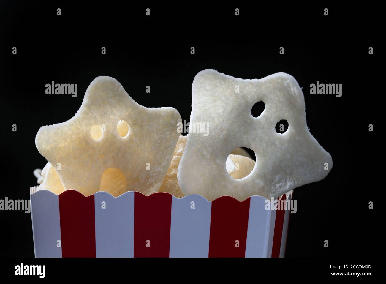 Bucket of Halloween scary ghost chips, various Halloween horror ghost ...