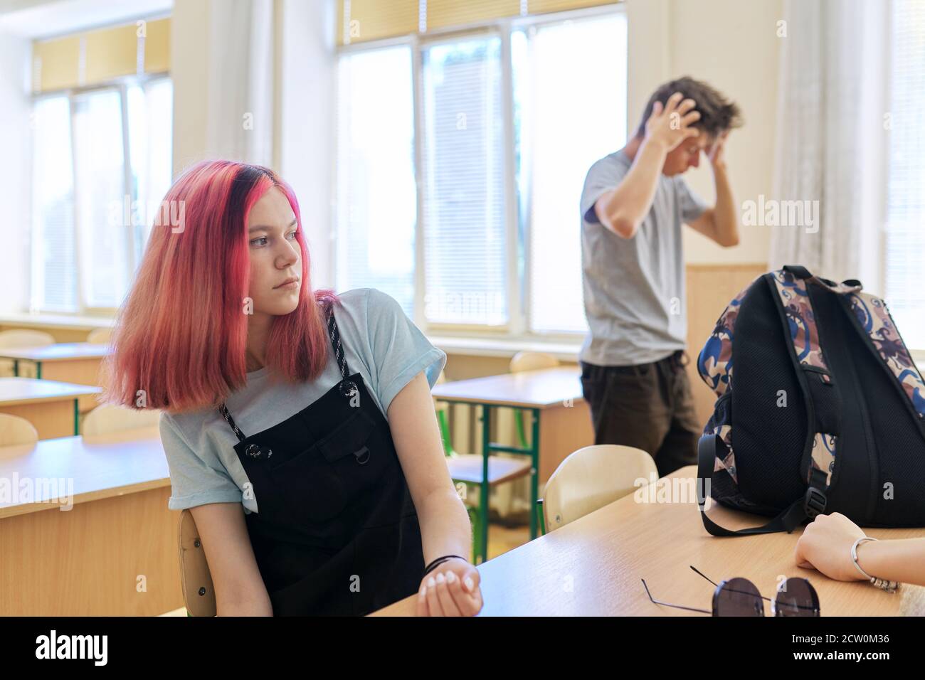 Trendy girl teenager school student in the classroom Stock Photo - Alamy