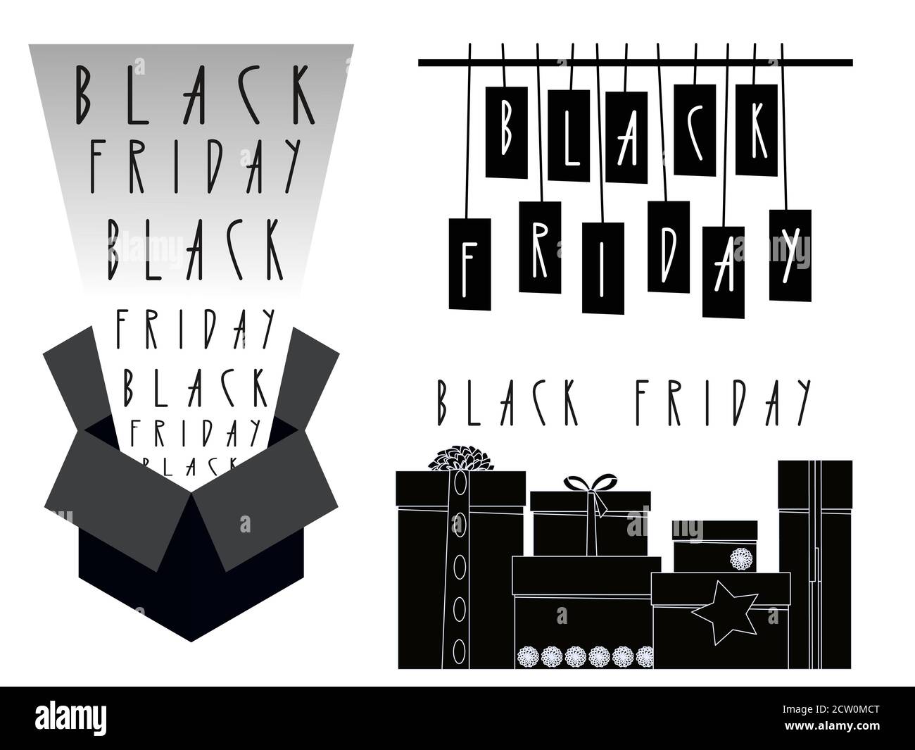 Black Friday sale background. Design elements. Set vector illustration ...