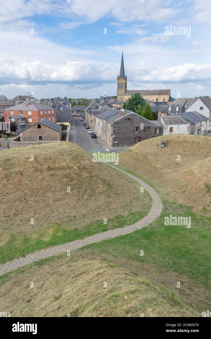 Small town of Rocroi fortified by Vauban and structured like a star ...