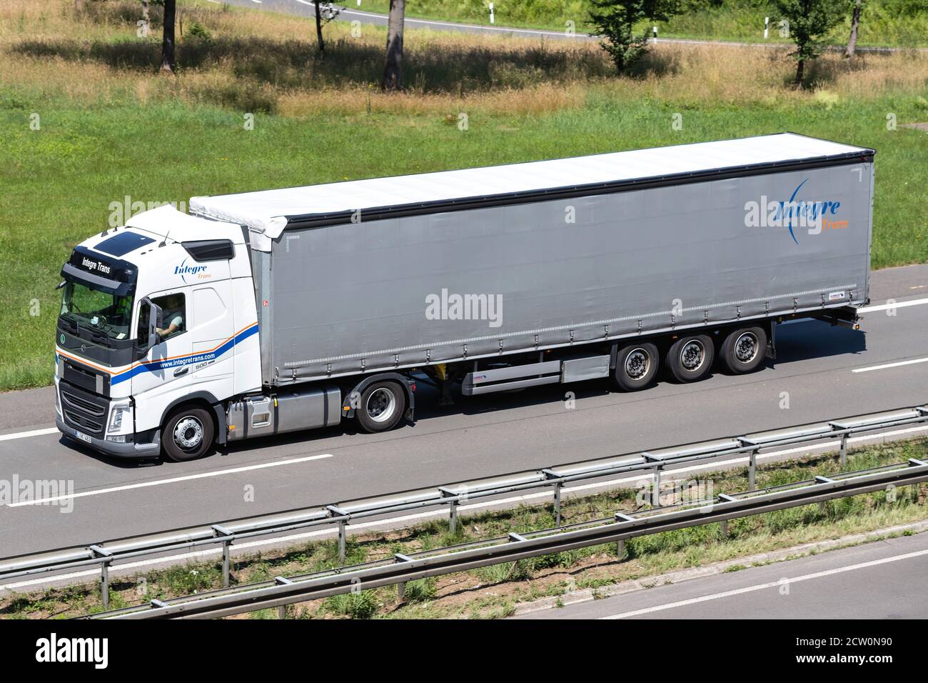 Integre Trans Volvo FH truck with curtainside trailer on motorway Stock ...