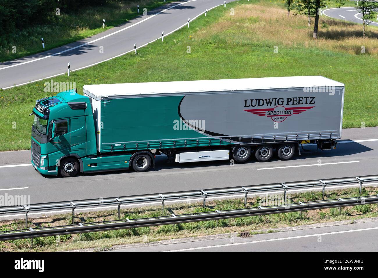 Ludwig Peetz Volvo FH truck with curtainside trailer on motorway Stock ...