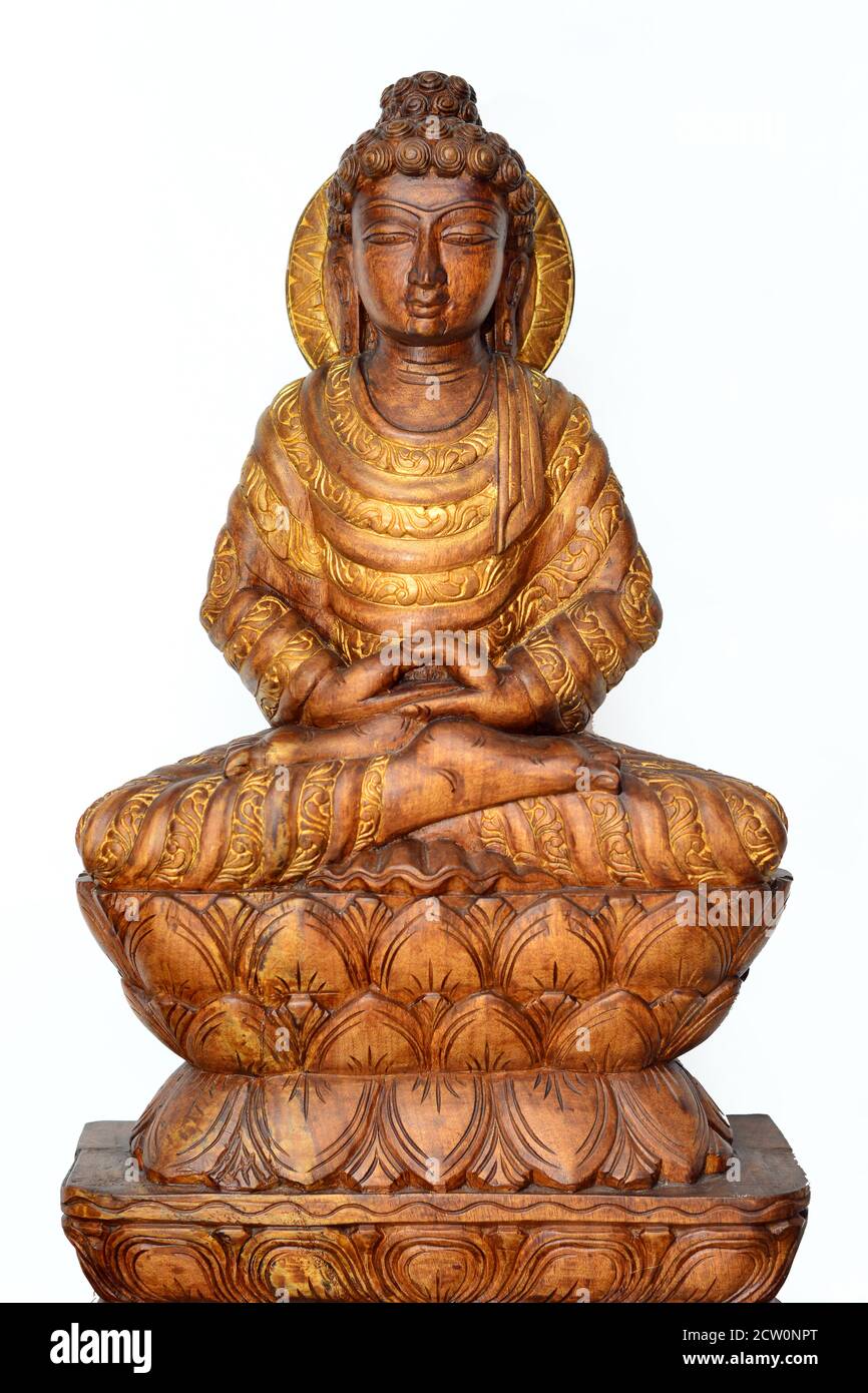 Wooden buddha statue hi-res stock photography and images - Alamy