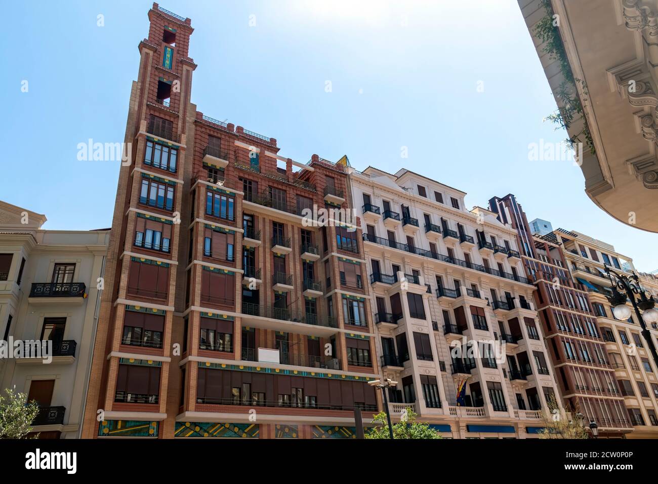 Architecture. Nice old buildings on a street in Valencia, Spain Stock ...