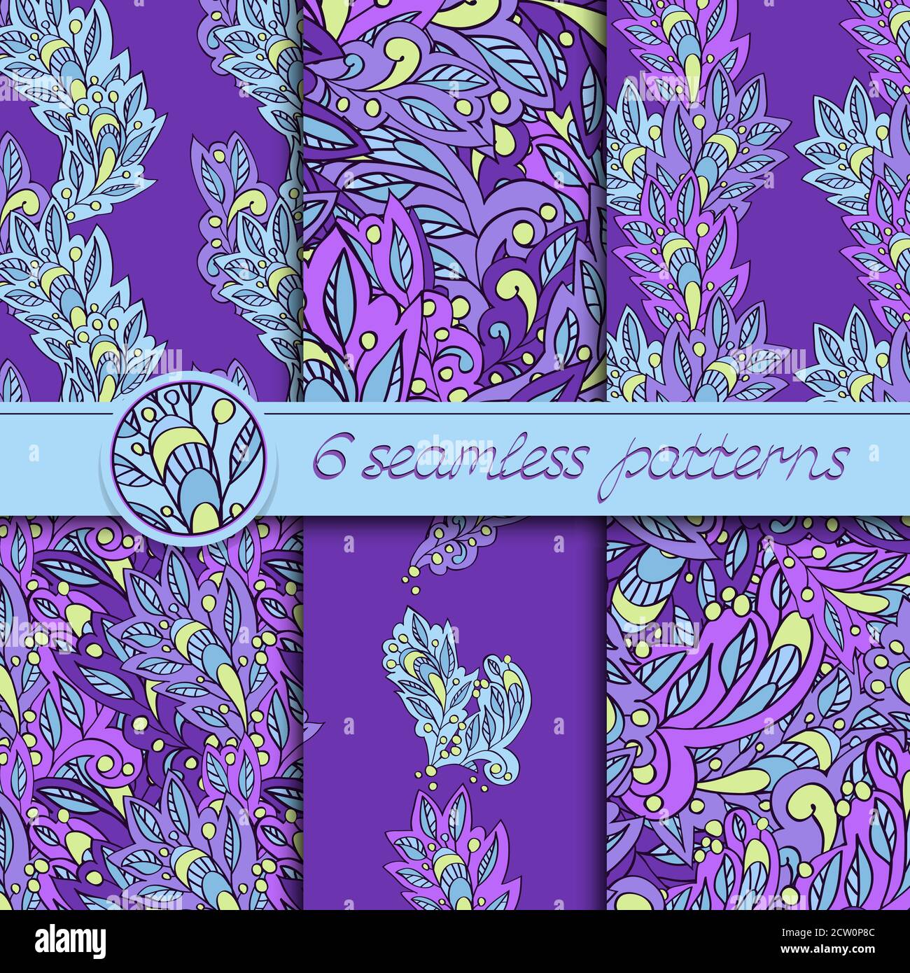 Vector set of seamless patterns with floral elements. Collection of ...