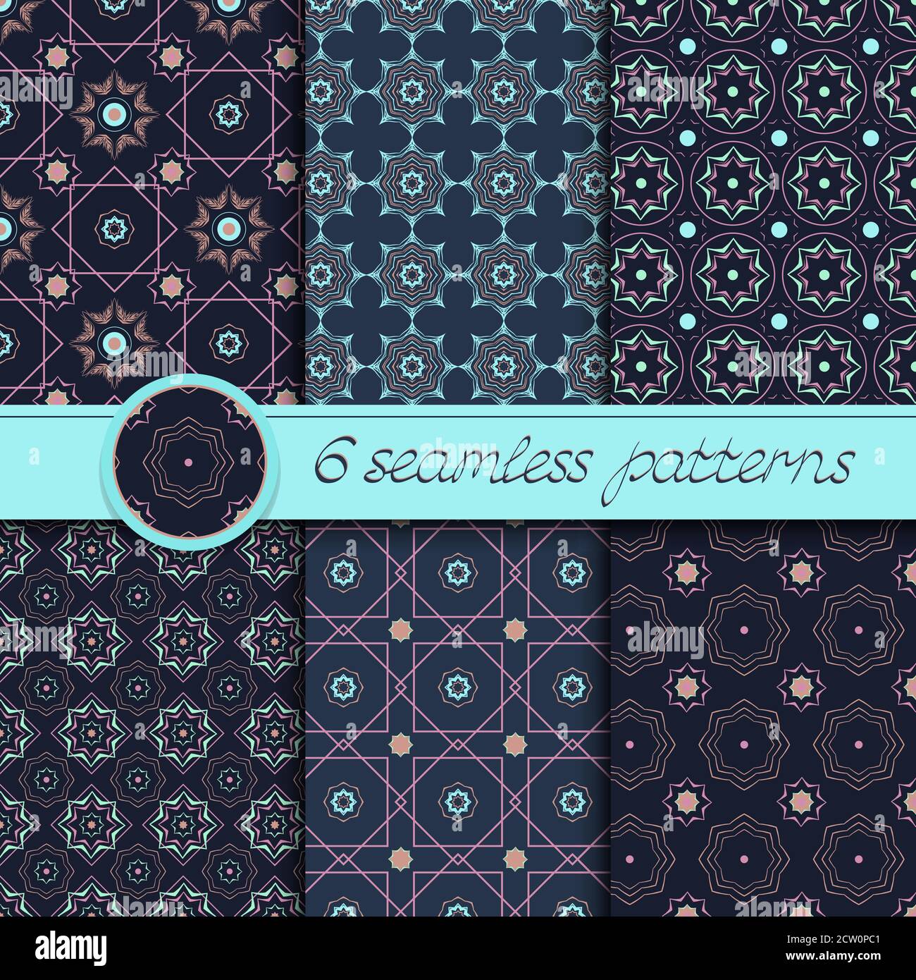 Dark blue seamless patterns Stock Vector Images - Alamy