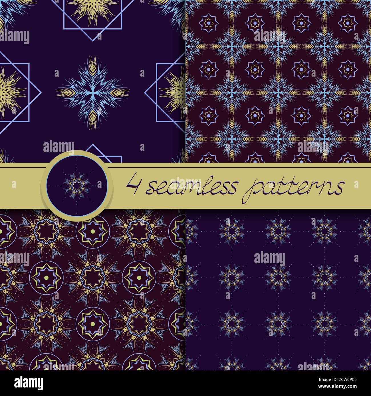 Vector set of decorative ornamental seamless patterns. Collection of ...