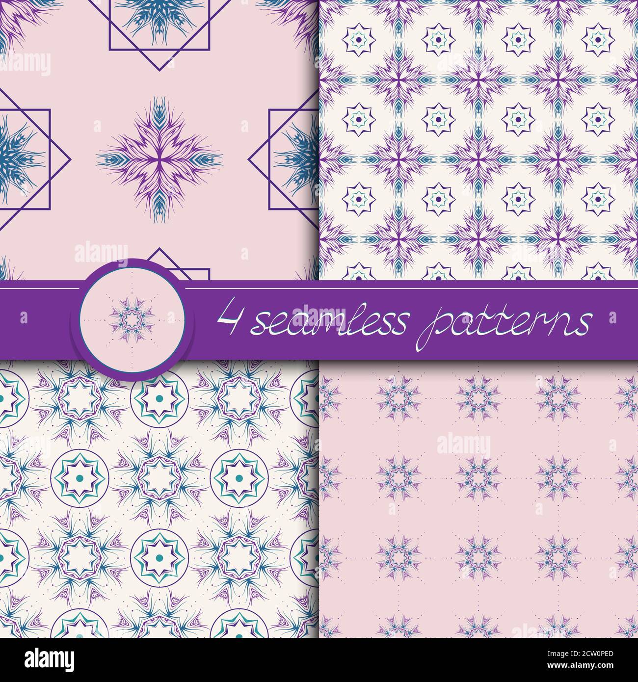 Vector set of decorative ornamental seamless patterns. Collection of ...