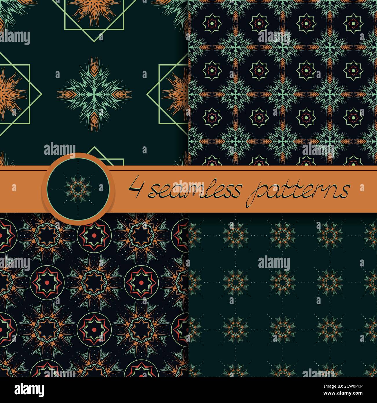 Vector set of decorative ornamental seamless patterns. Collection of ...