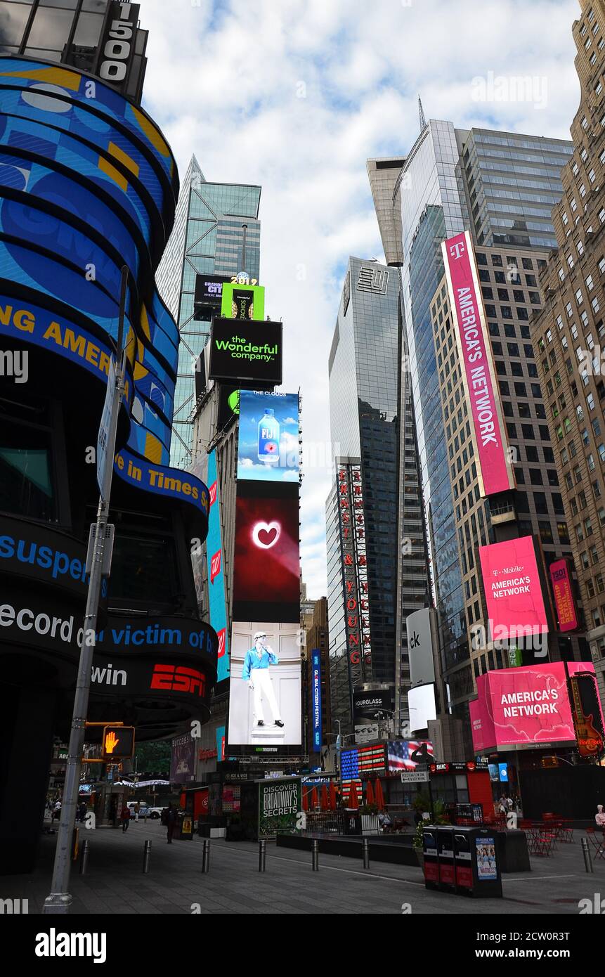 New York City Times Square without people in the morning Stock Photo ...