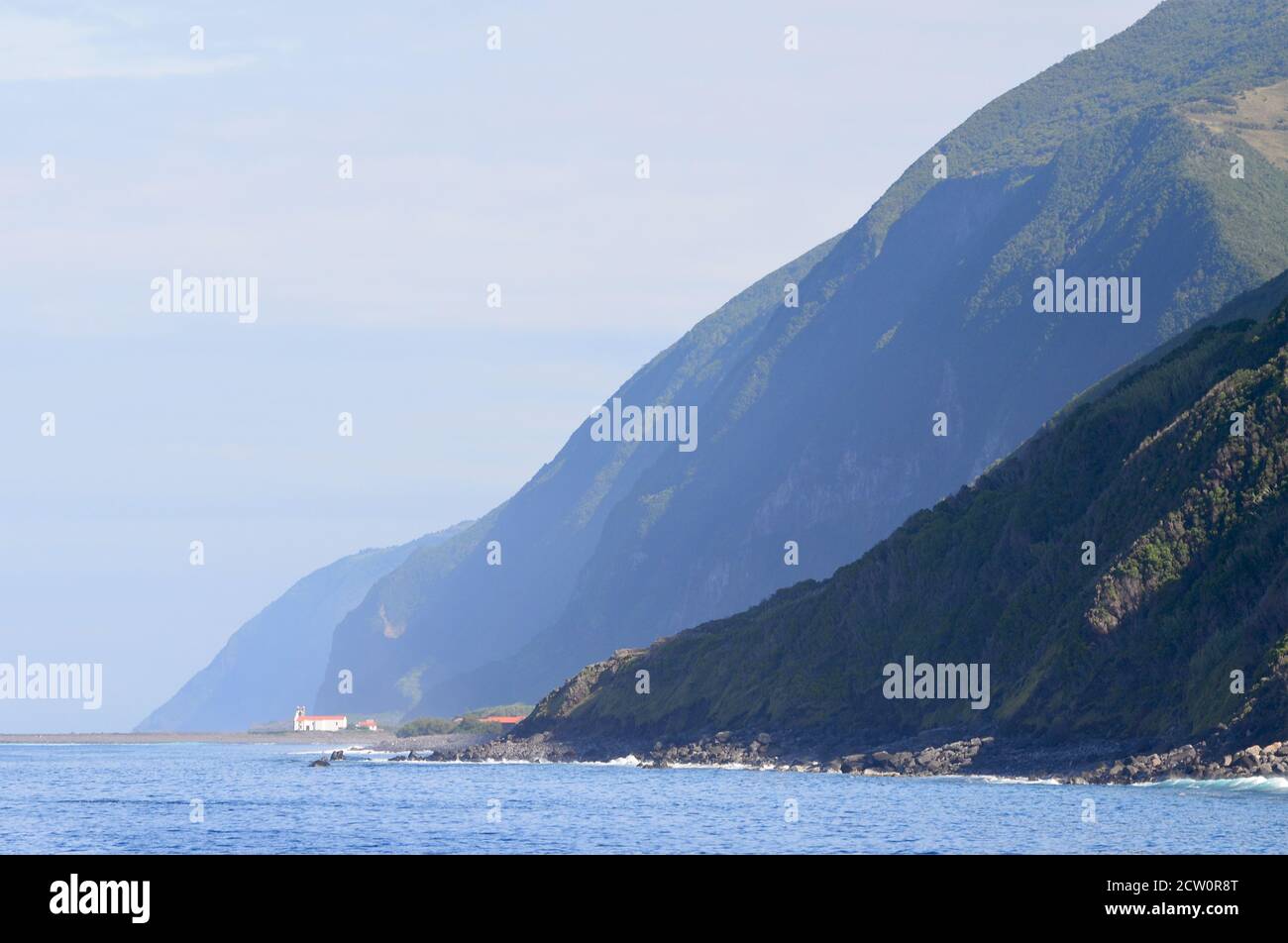 steep sea cliffs in the Fajãs de São Jorge Biosphere Reserve, Sao Jorge ...