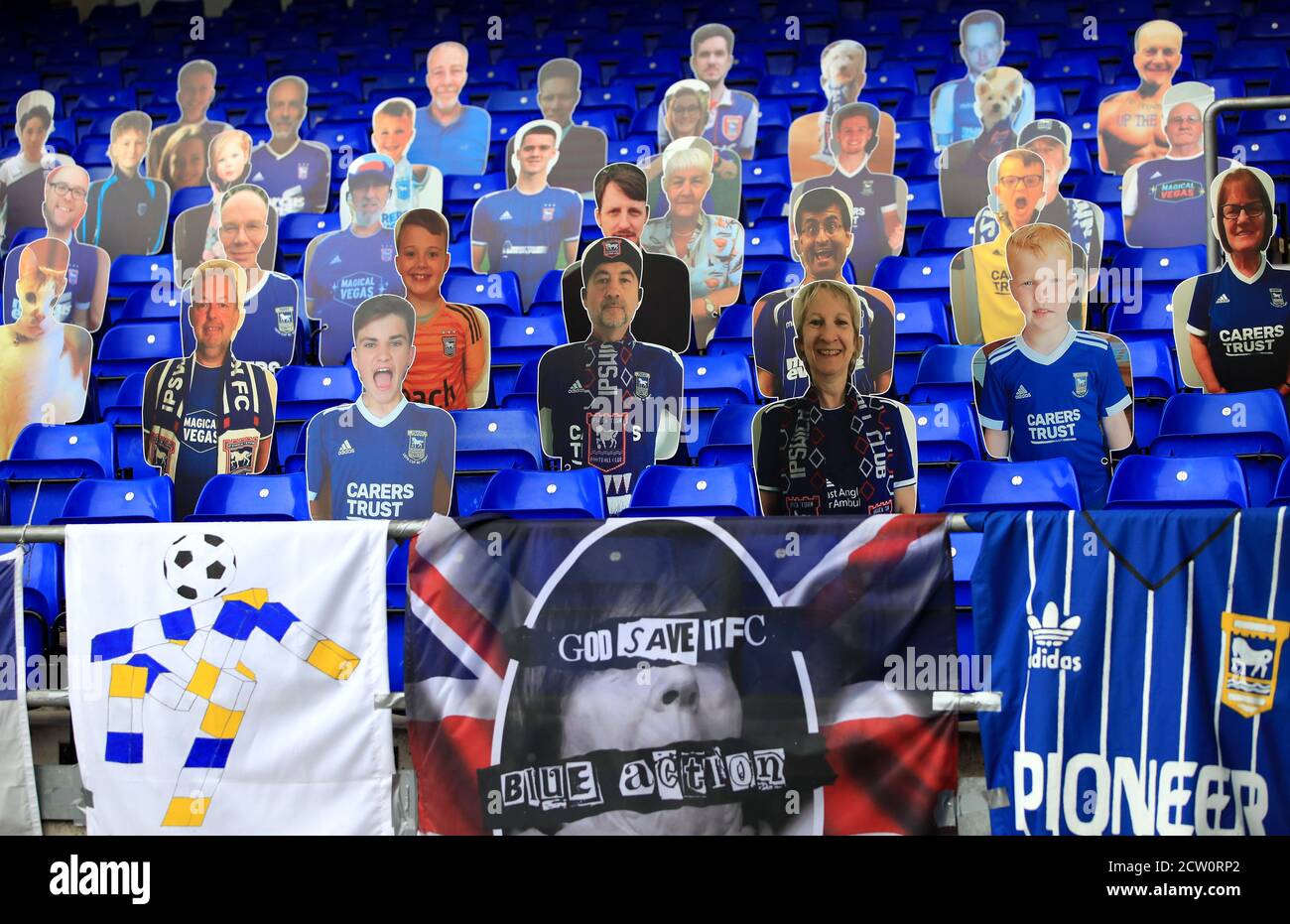 Cardboard cut-outs of Ipswich Town fans ahead of the Sky Bet ...