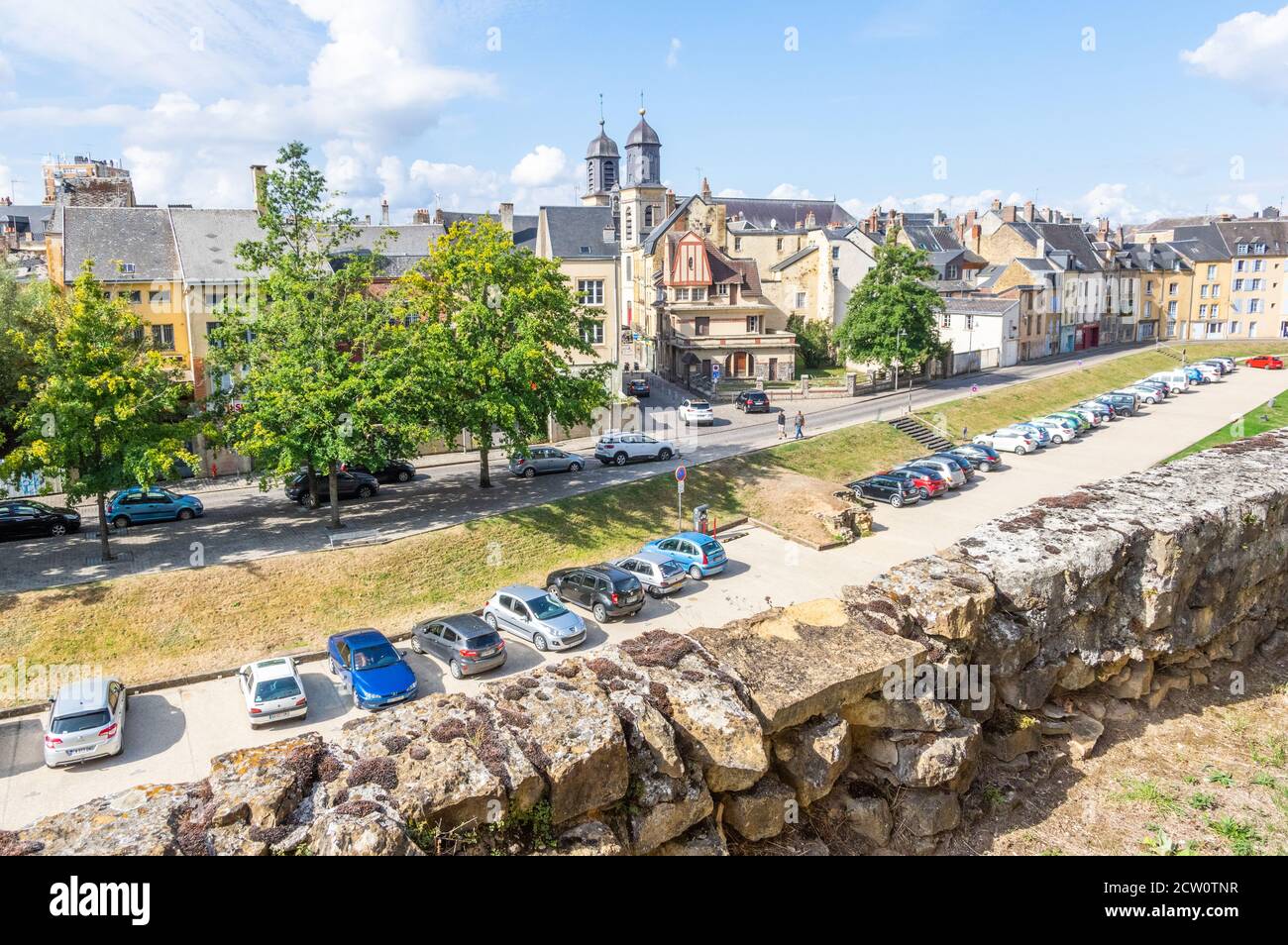 Historic town of Sedan seen from the walls of Sedan Fortress in Eastern ...