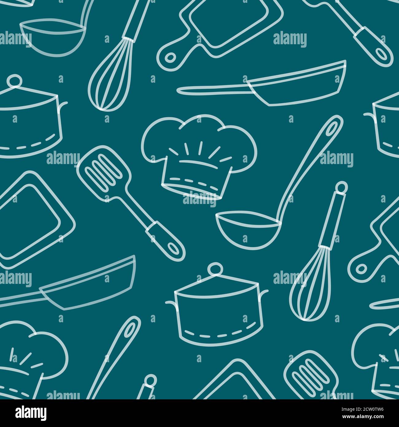 Restaurant Chef. Cute hand drawn seamless pattern. Vector illustration ...