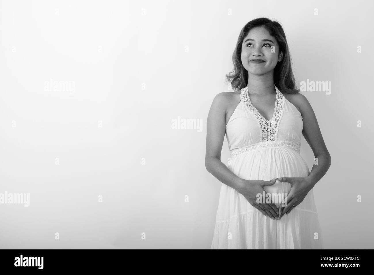 Hand heart on white Black and White Stock Photos & Images - Alamy