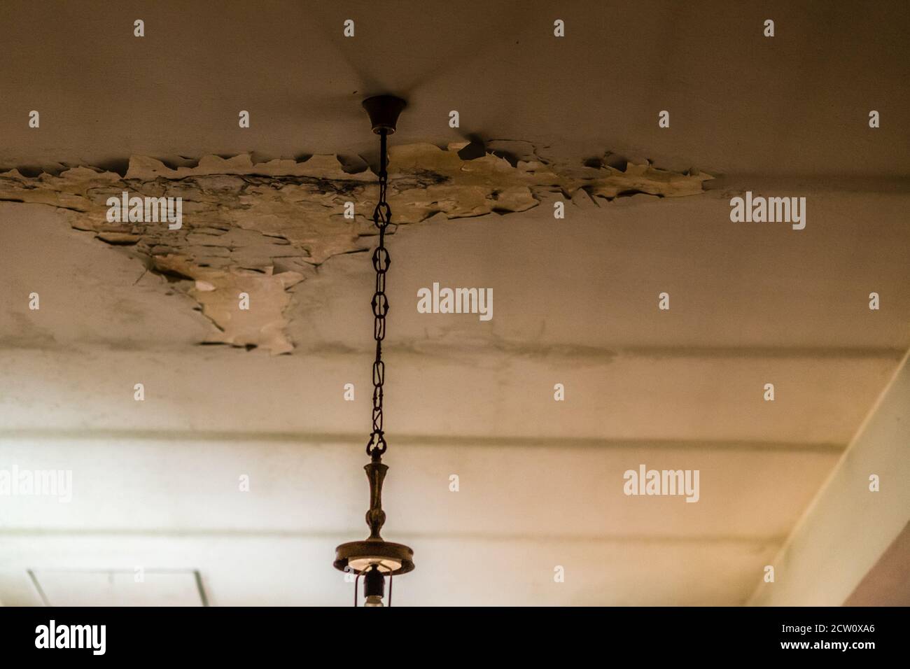 damp spots in the ceiling caused by water infiltration Stock Photo - Alamy