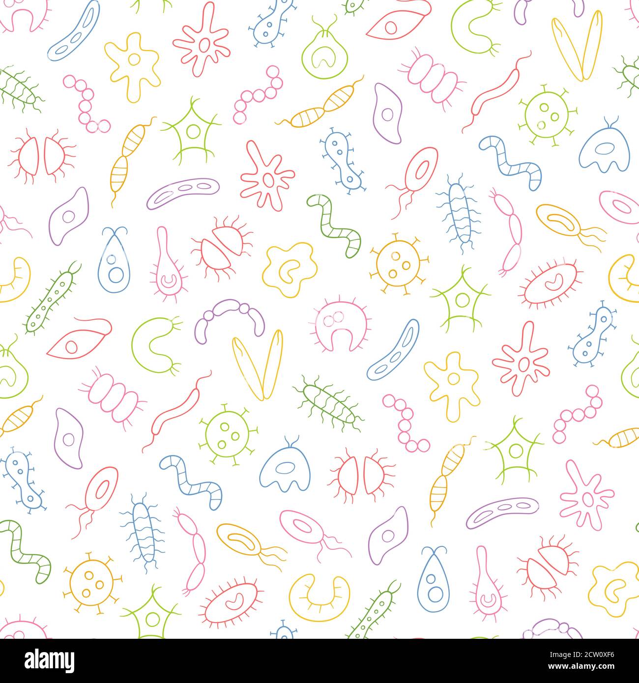 Germs, virus, bacterias and pathogen icons. Abstract color seamless ...