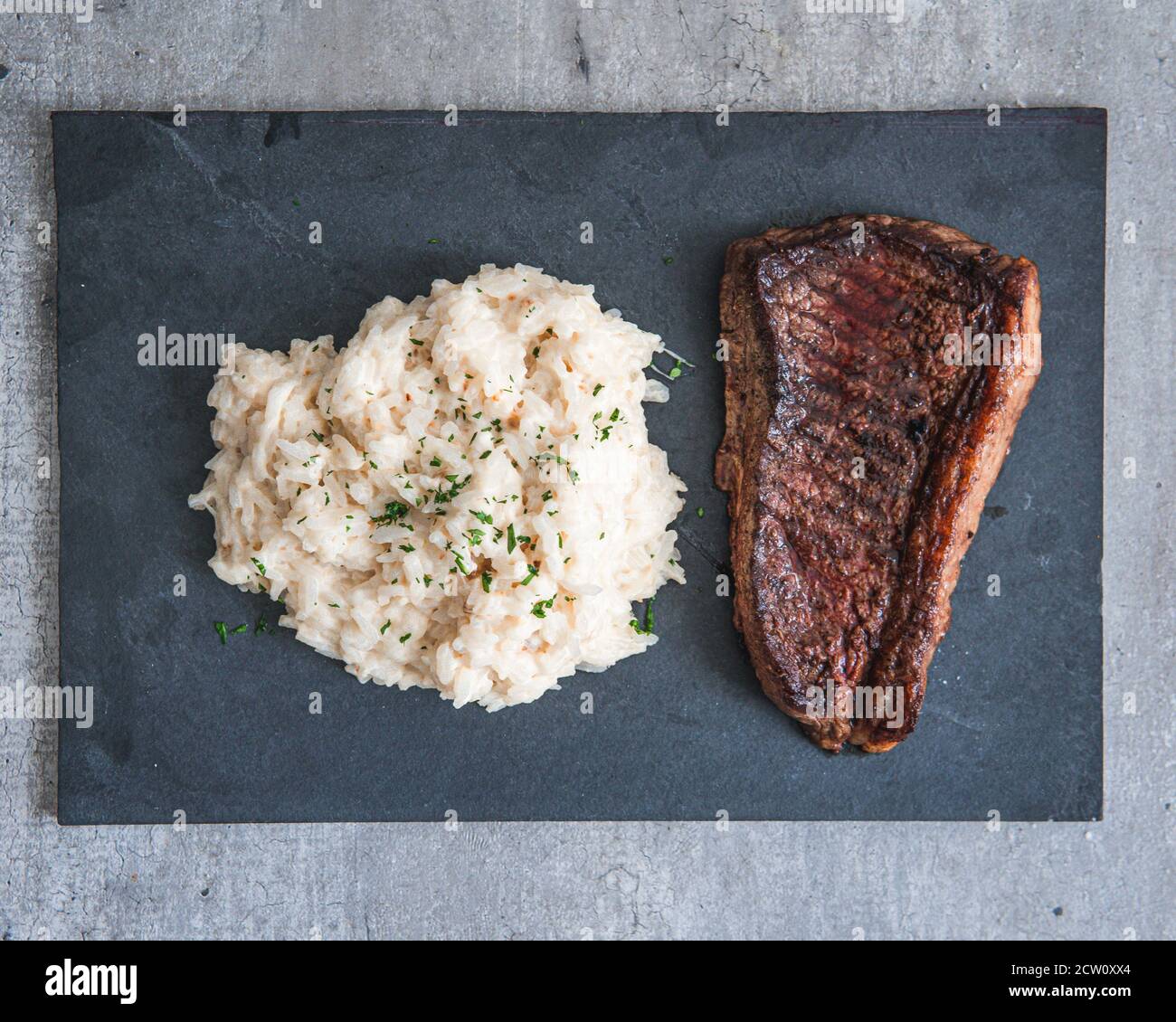 Steak with cheese rice Stock Photo - Alamy