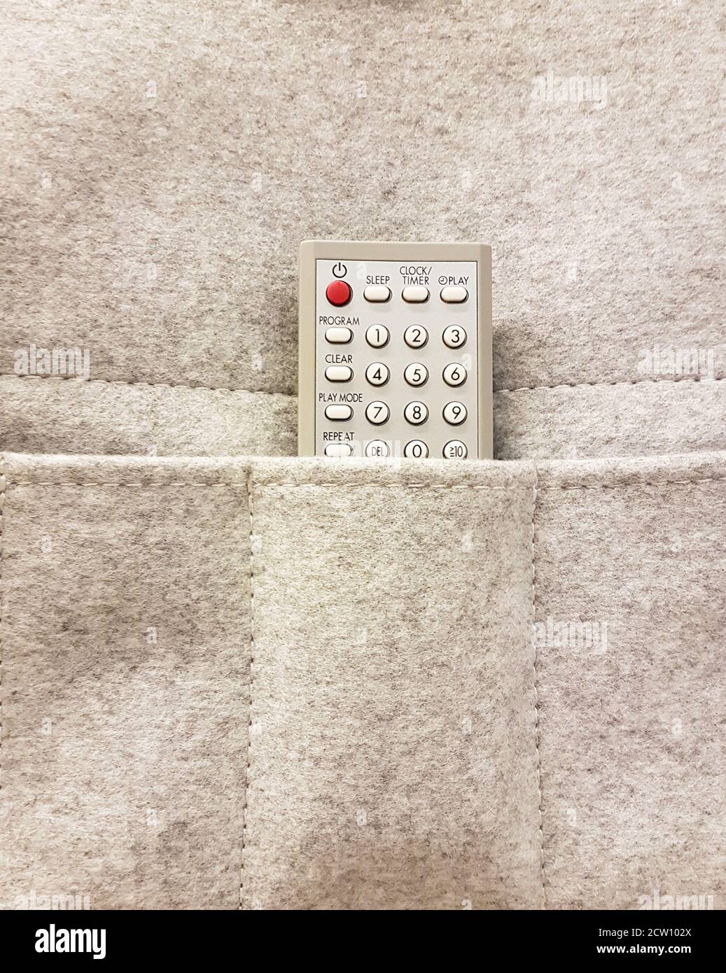 TV remote controller keeping in a hanging cloth pocket Stock Photo - Alamy