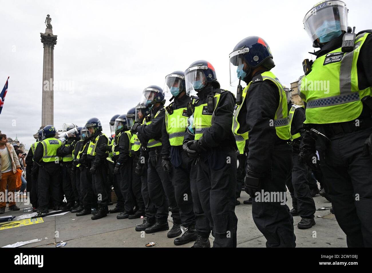 Police at a 'We Do Not Consent' rally at Trafalgar Square in London ...
